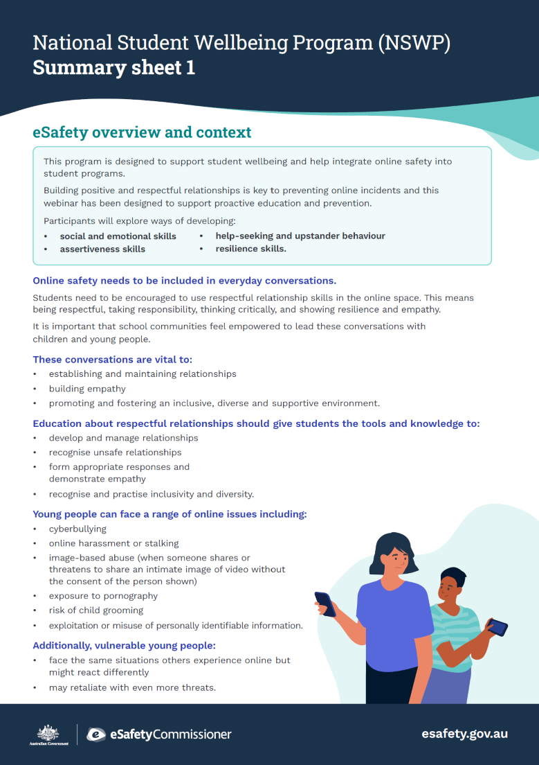 eSafety training for National Student Wellbeing Program (NSWP) | eSafety Commissioner